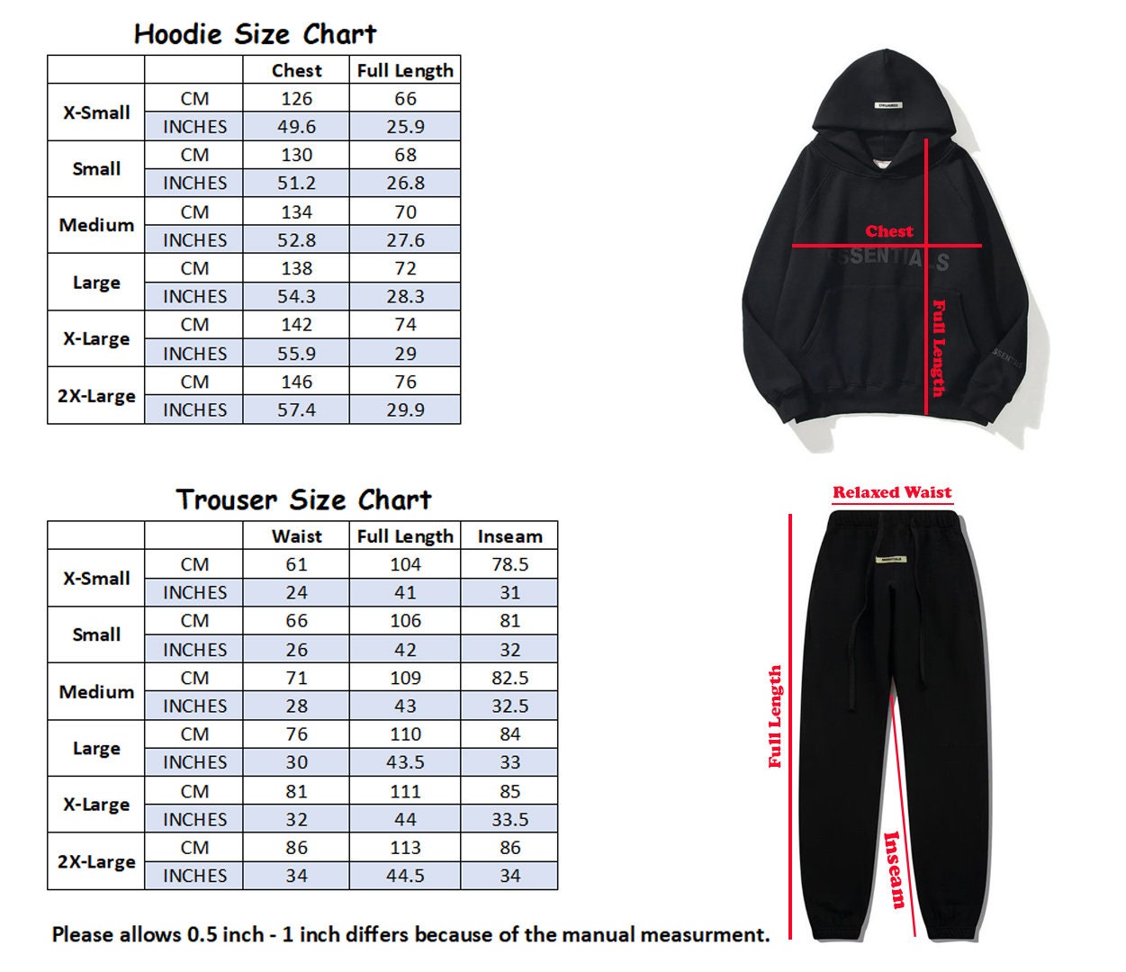 Essentials Unisex Tracksuit Oversize Hoodie With Skinny Etsy