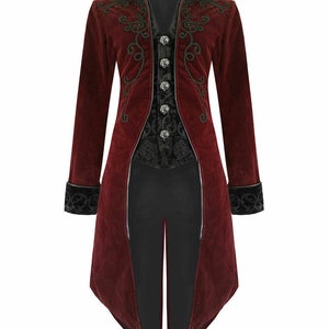 Tailcoat Red Velvet Goth Steampunk Aristocrat Regency Fashion - Etsy