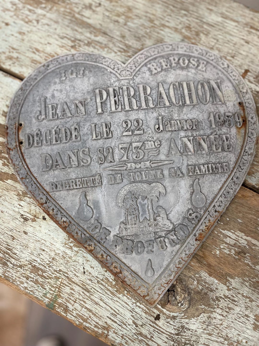 Vintage French Cast Iron Funeral Mourning Grave Marker - Etsy