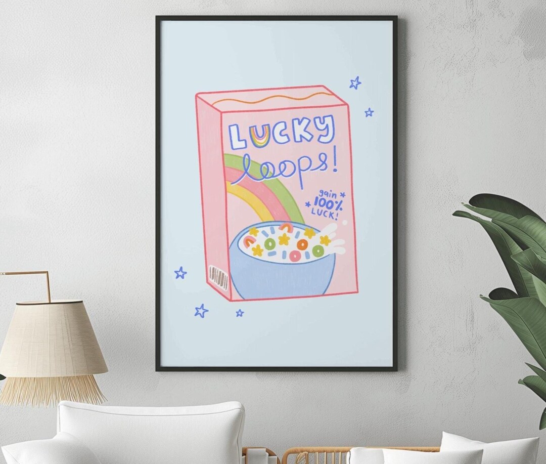 Lucky Loops, Kitchen Art, Cute Illustration, Digital Download Prints ...
