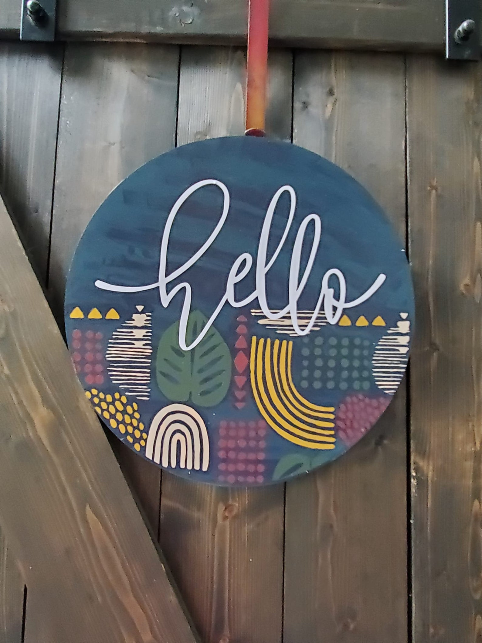 Boho Welcome Door Hanger | Farmhouse Wood Sign - Etsy
