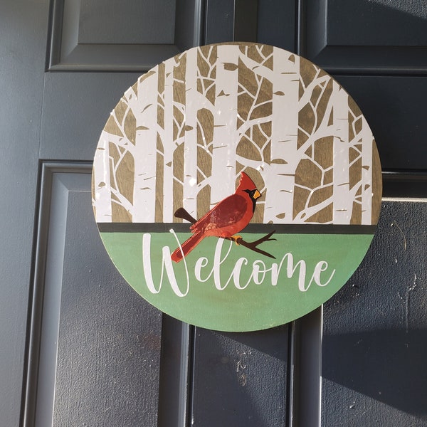 Cardinal Welcome Sign - Etsy