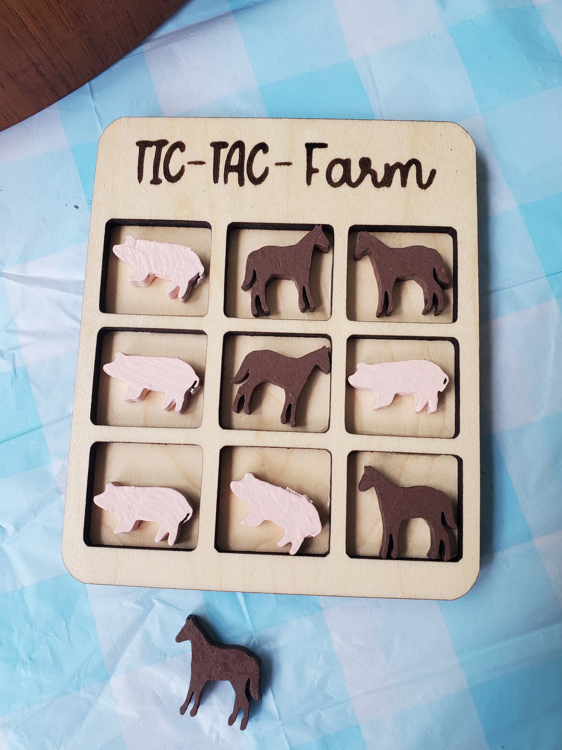 Custom Game Board, Tic Tac Toe Game, Personalized Farm Tic Tac Toe ...