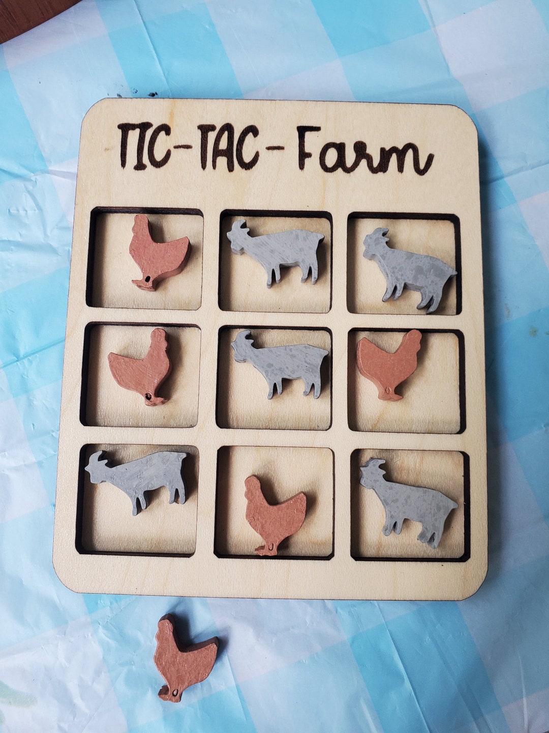 Custom Game Board, Tic Tac Toe Game, Personalized Farm Tic Tac Toe ...