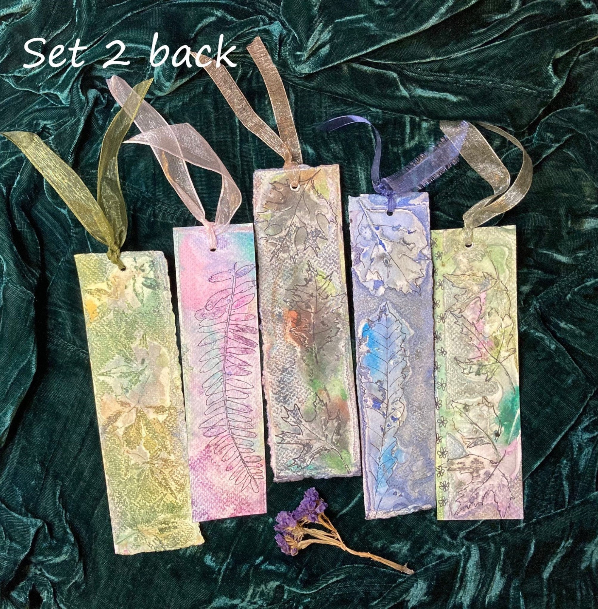 Set of Handmade Bookmarks, Original Watercolor Monoprints, Hand Painted ...