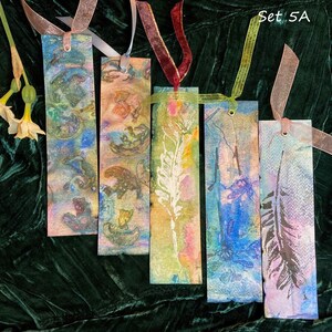 Set of Bookmarks: Original Watercolor Monoprint, Handmade Bookmarks ...