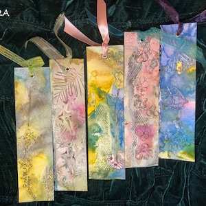 Set of Bookmarks: Original Watercolor Monoprint, Handmade Bookmarks ...