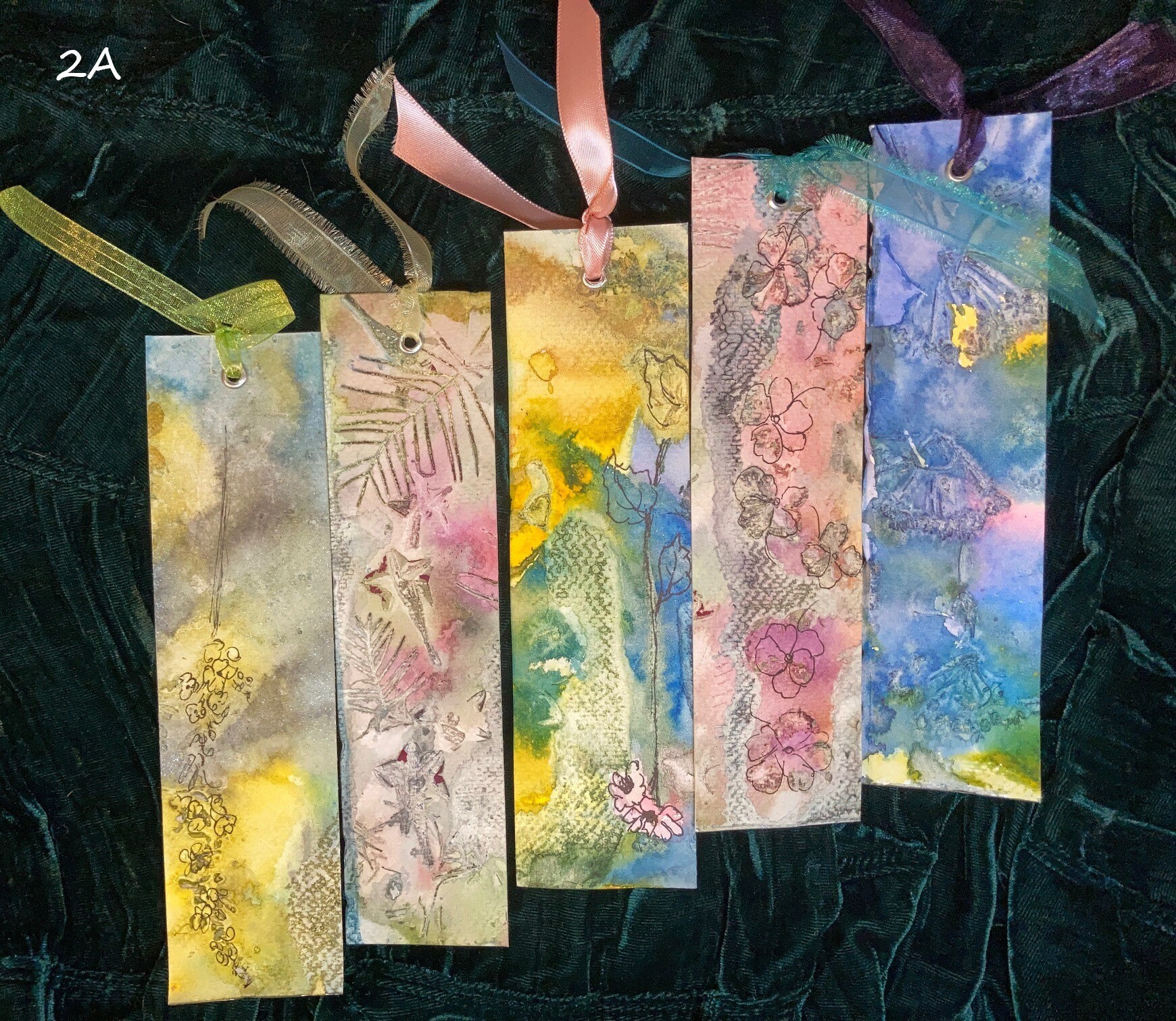Set of Bookmarks: Original Watercolor Monoprint, Handmade Bookmarks ...