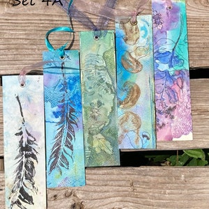 Set of Bookmarks: Original Watercolor Monoprint, Handmade Bookmarks ...