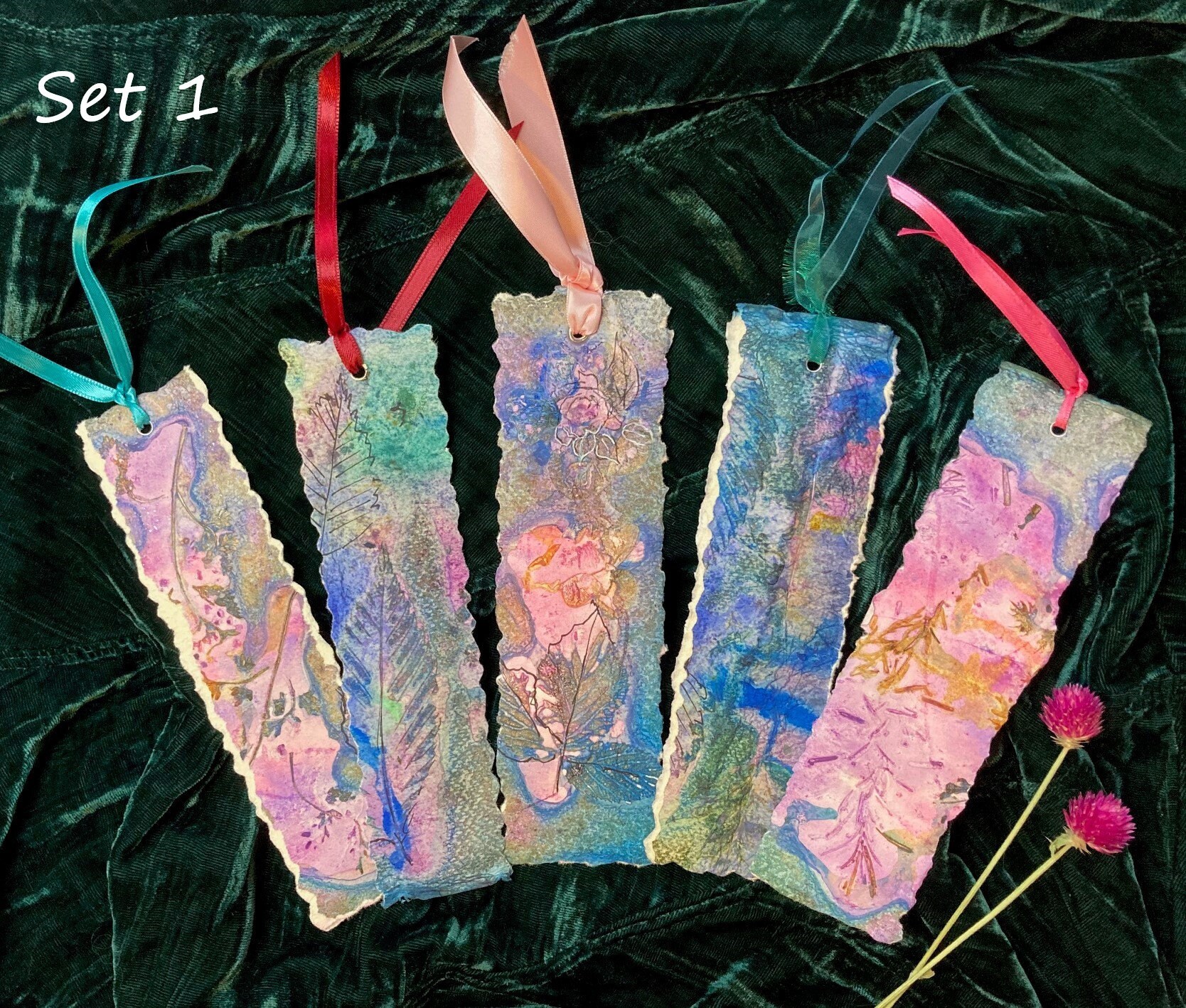 Set of Handmade Bookmarks, Original Watercolor Monoprints, Hand Painted ...