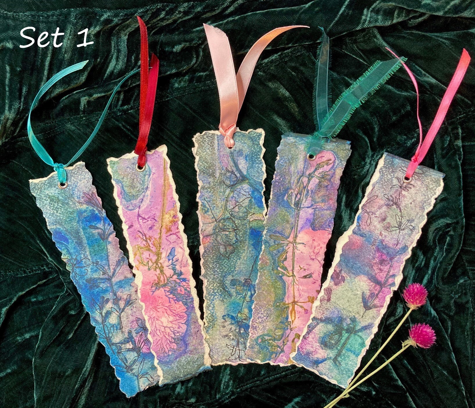 Set of Handmade Bookmarks, Original Watercolor Monoprints, Hand Painted ...