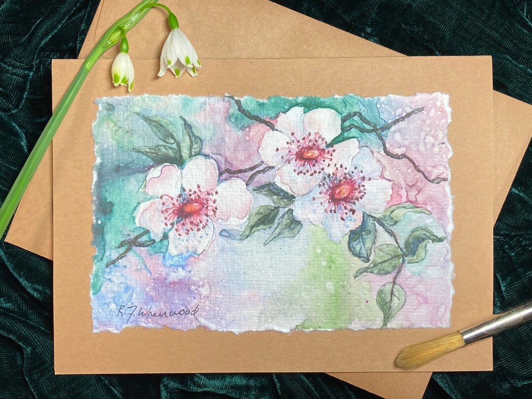 Handmade Dainty Single Rose Card, Hand-painted Watercolor Rose Print - Etsy