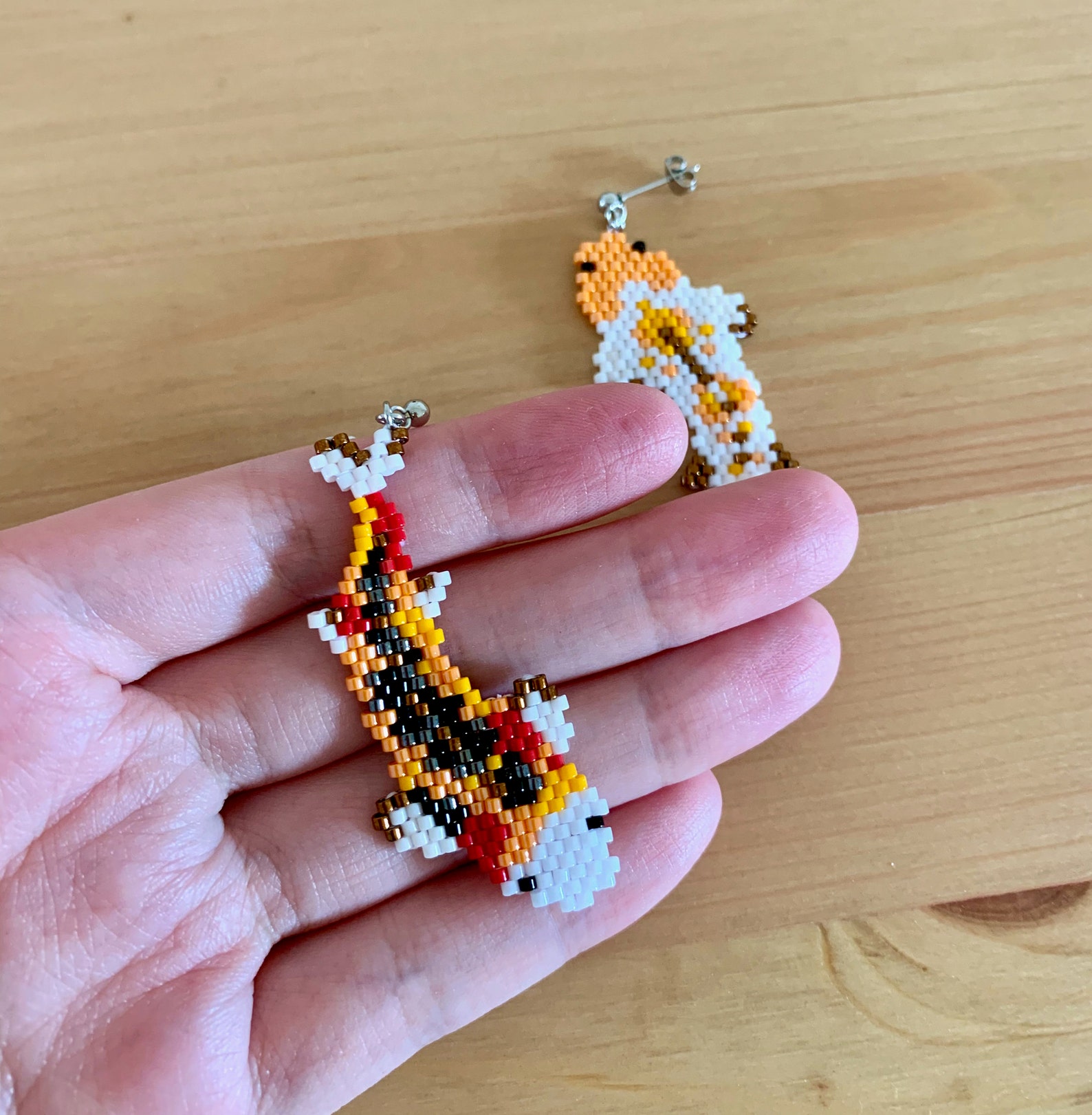 Beaded Mismatched Koi Fish Drop Earrings, Japanese Yin Yang Zen ...