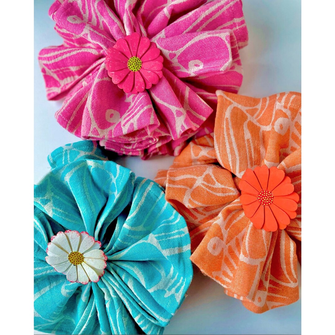 Set of 4 Fish Napkins - Wash Cloth Nautical Blue Orange Pink Kitchen ...