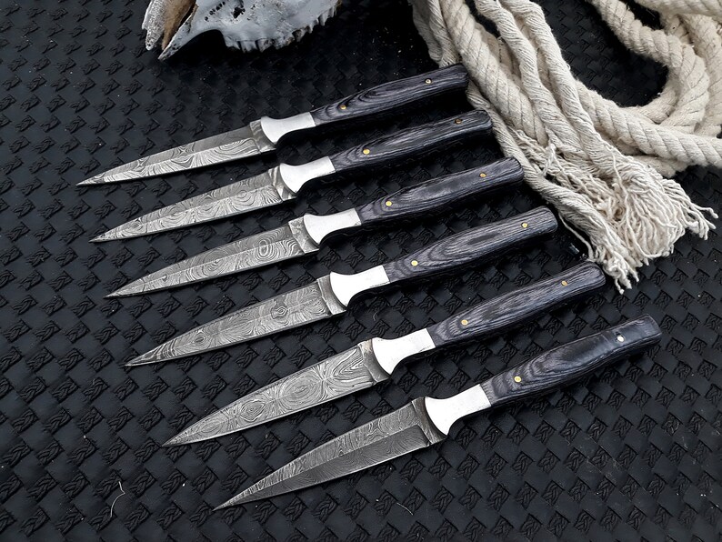 Dagger Knife Handmade Damascus Double Edge Boot Throwing Knife Hand ...