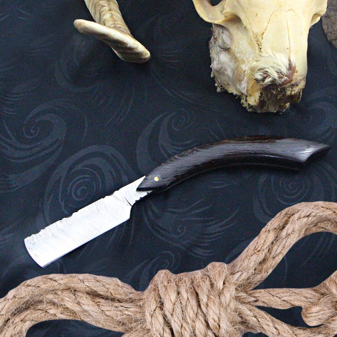 Handmade Damascus Straight Edge Razor Vintage Safety Razor Folding ...