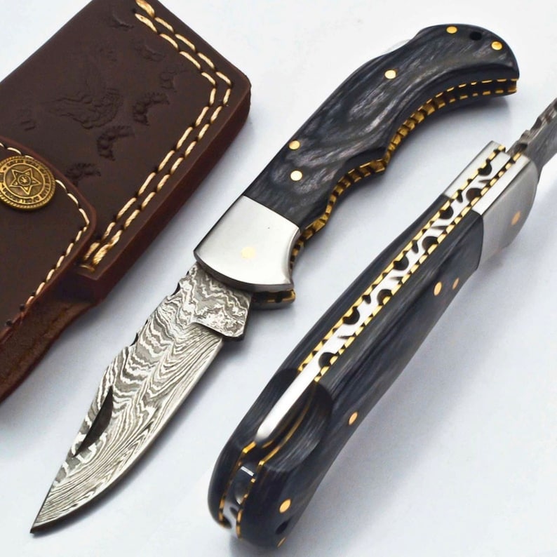 Damascus Custom Pocket Knife Personalized Handmade Folding Knife ...