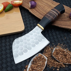 Heavy Duty Carbon Steel Cleaver Knife - Premium Handmade Butcher Knife ...