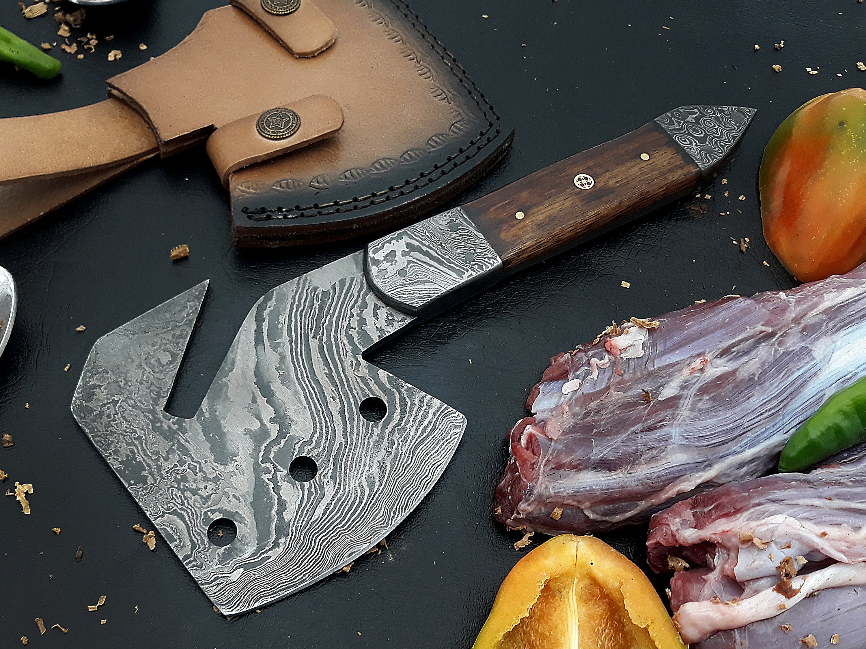 Handmade Cleaver Knife Serbian Meat Cutting Knife Full Tang Butcher ...