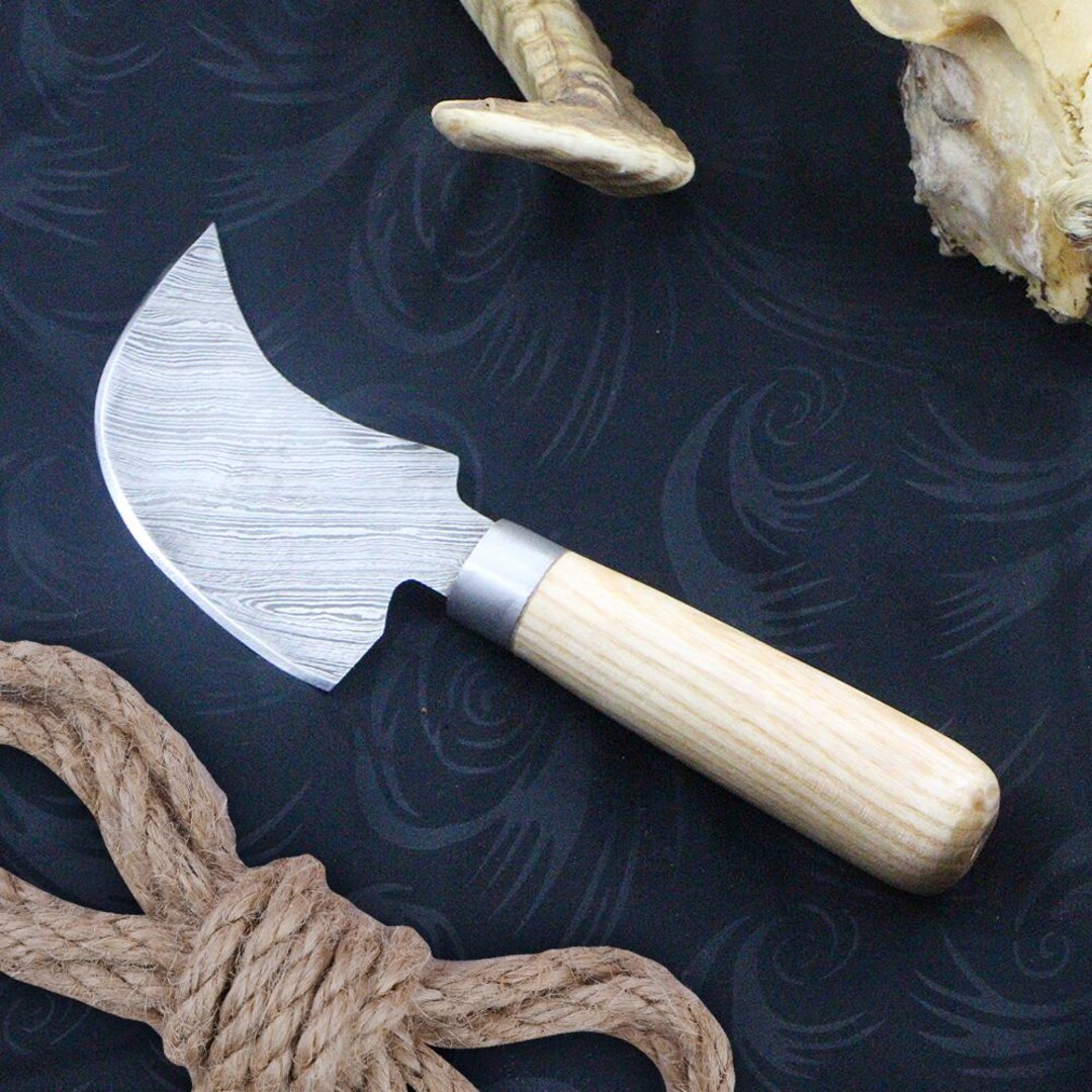 Handmade Damascus Mini Sickle Weeder Scythe Pocket Knife Hand Forged ...