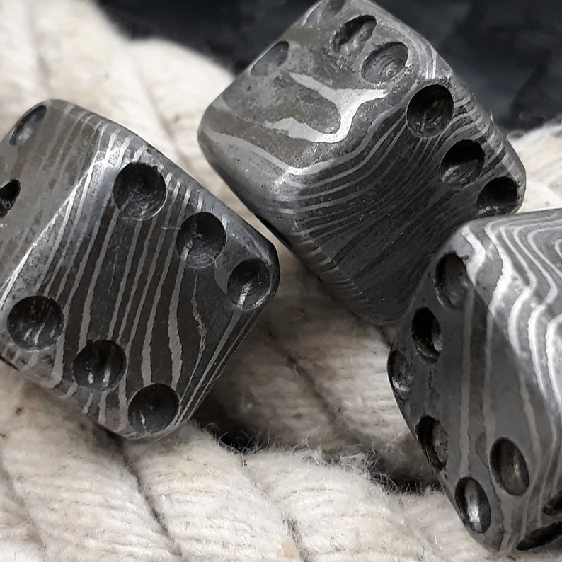 16MM Handmade Damascus Steel Dice Hand Forged Steel Hand Crafted Forged ...