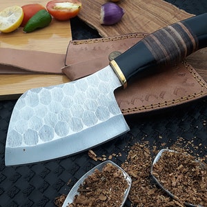 Heavy Duty Carbon Steel Cleaver Knife - Premium Handmade Butcher Knife ...