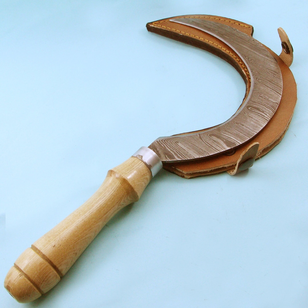 Handmade Damascus Sickle Weeder Scythe Antique Sharp Farming Hand Tool ...