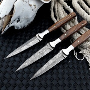 Double Edge Throwing Knife Handmade Damascus Dagger Boot Push Knife ...