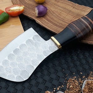 Heavy Duty Carbon Steel Cleaver Knife - Premium Handmade Butcher Knife ...