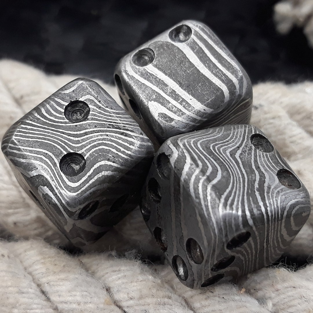 16MM Handmade Damascus Steel Dice Hand Forged Steel Hand Crafted Forged ...