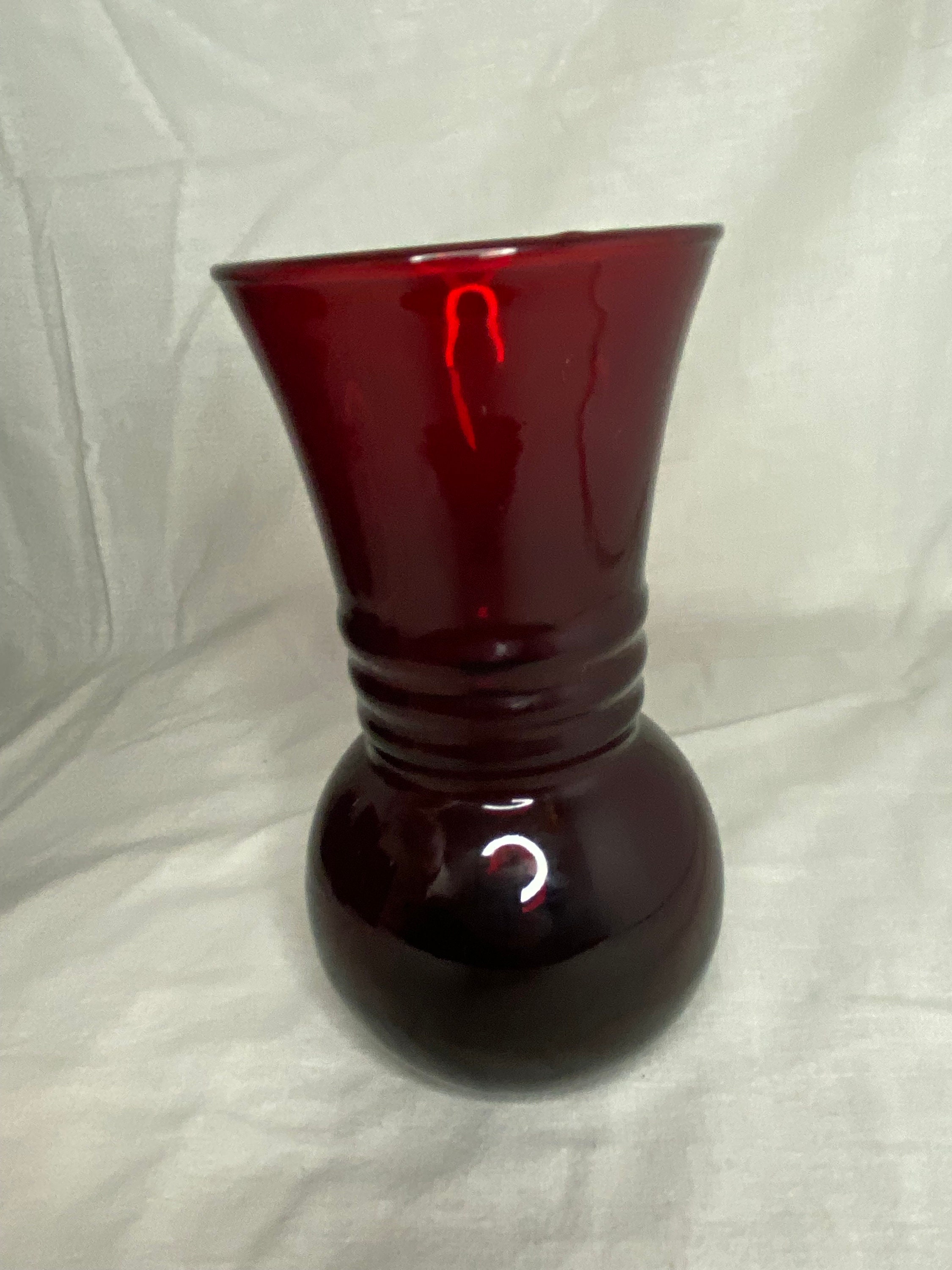 Red Glass Vase Ruby Red Glass Vase - Etsy