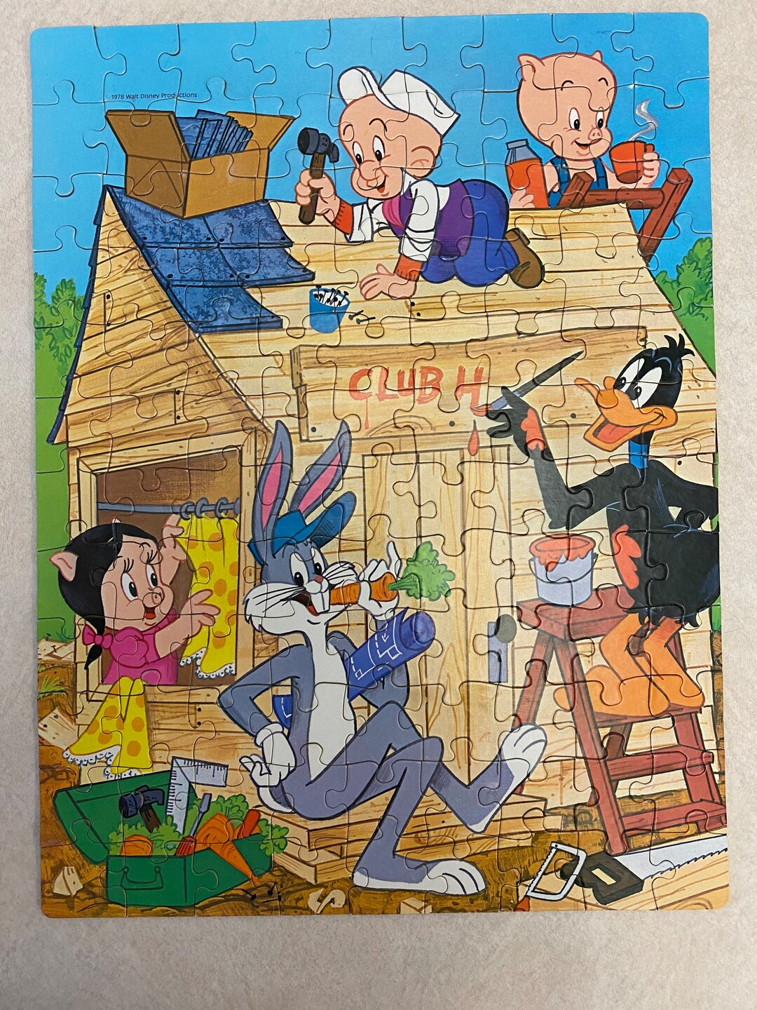 Looney Tunes Puzzle Bugs Bunny Clubhouse 100 Pieces 1978 Whitman Design ...
