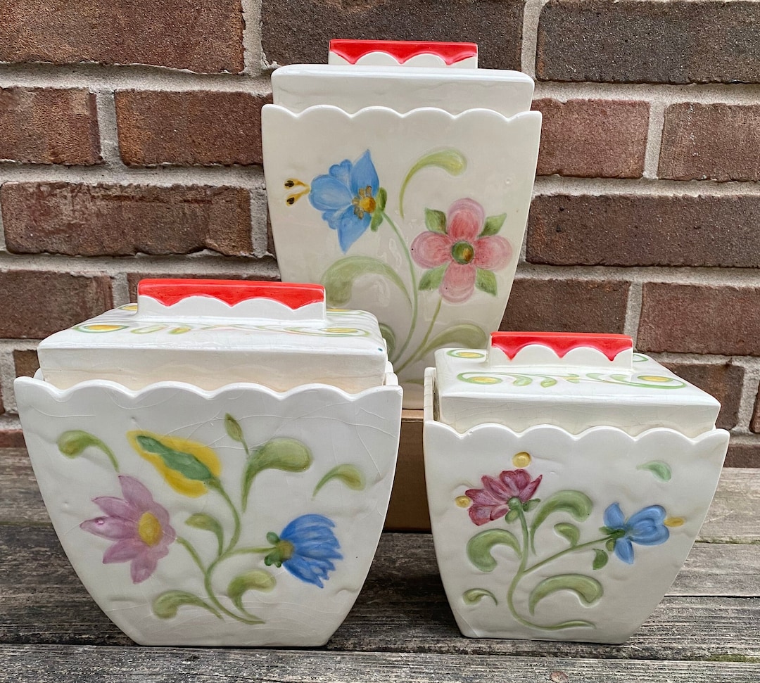 Vintage Ceramic Canister Set - 6 Pieces - Etsy