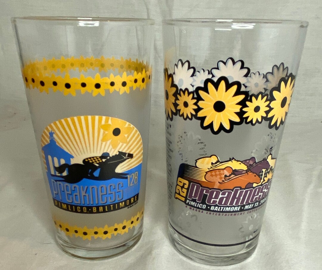 Preakness Horse Racing Drinking Glass Tumbler Preakness Stakes Running ...