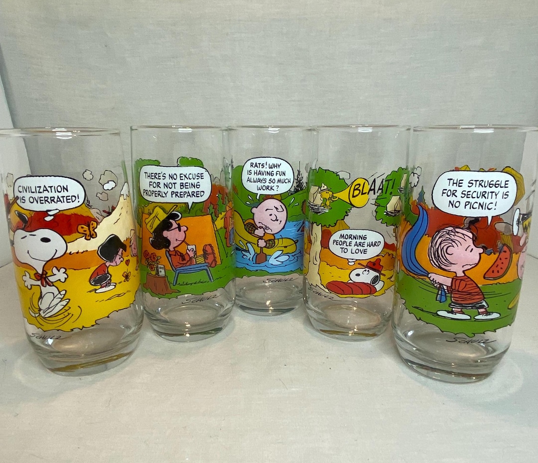Camp Snoopy 1983 Mcdonald's Glasses Charlie Brown Drinking Glasses ...
