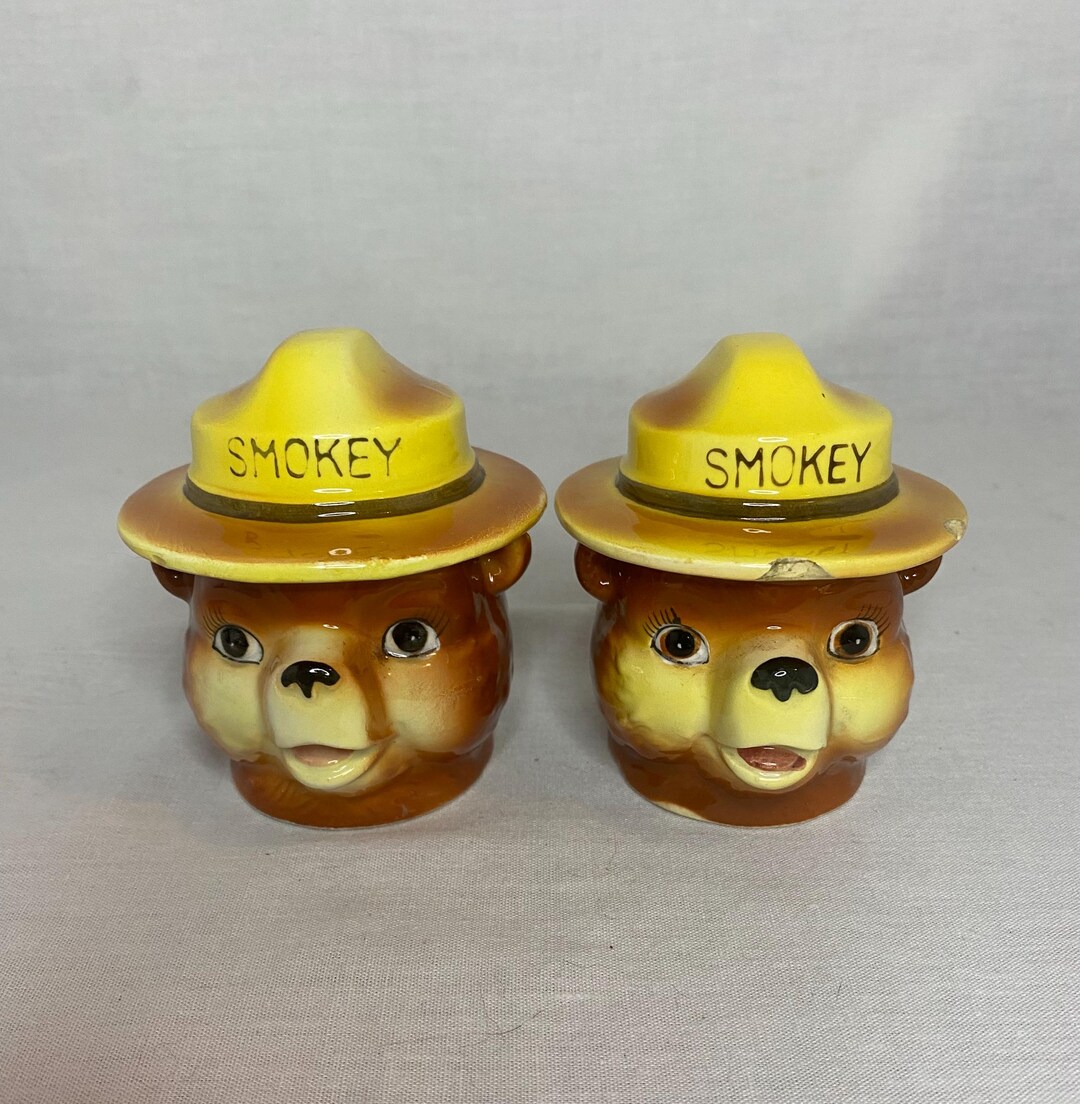 Smokey the Bear Salt and Pepper Shakers Vintage Shakers Vintage Salt ...