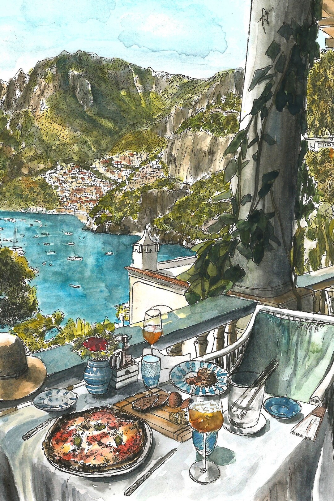 Lunch in Positano, Italy - Etsy