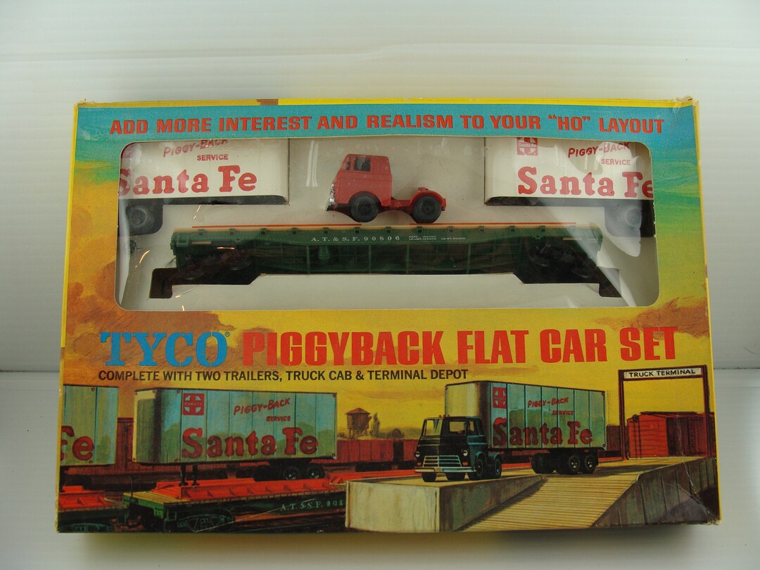 Ho Scale TYCO Santa Fe Piggy Back Flat Car Set T348A:500 - Etsy