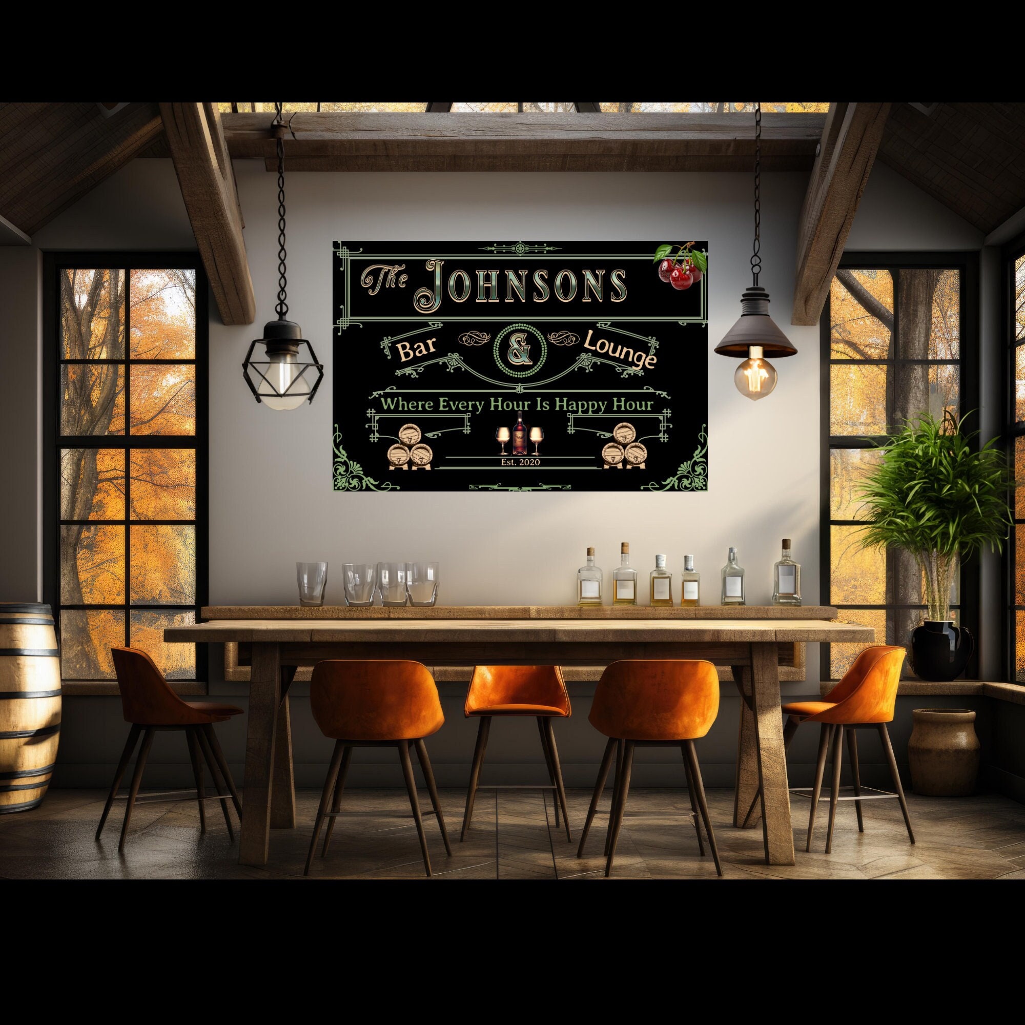 Tavern Sign Bar Sign Home Decor Cocktails Art Deco Canvas (your Name ...