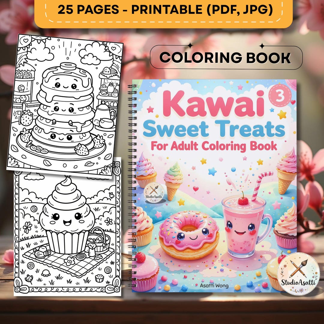 Kawaii Sweet Treats Coloring Book Vol-3: Adorable Desserts, Relaxation ...