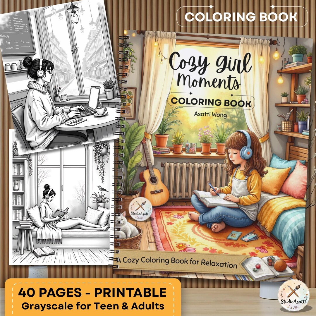 Cozy Girl Moments: an Aesthetics Coloring Book for Relaxation Digital ...