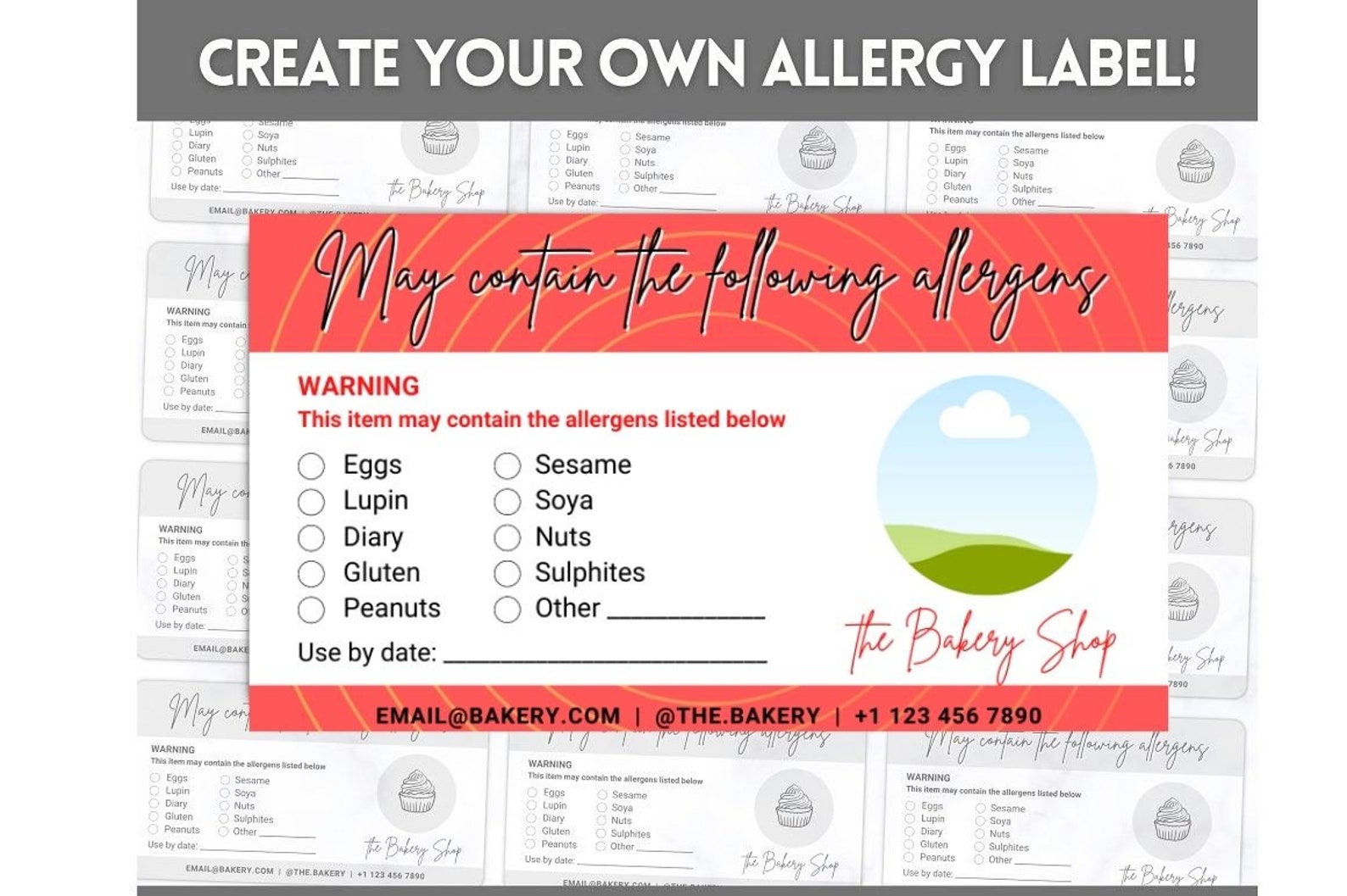Editable Food Allergy Label Template, Cake Baker Labels, Cake Maker ...