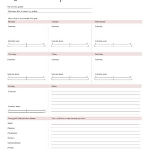 Pink Fitness Planner Workout Planner Weight Loss Journal, Workout ...