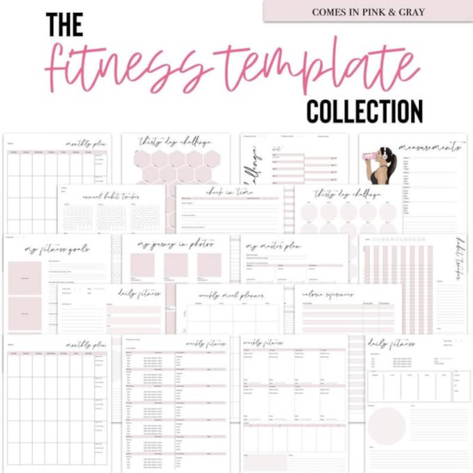 Pink Fitness Planner Workout Planner Weight Loss Journal, Workout ...