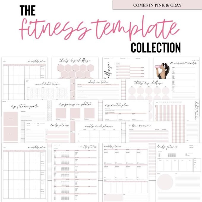 Pink Fitness Planner Workout Planner Weight Loss Journal, Workout ...