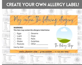 Editable Food Allergy Label Template Cake Baker Labels Cake | Etsy