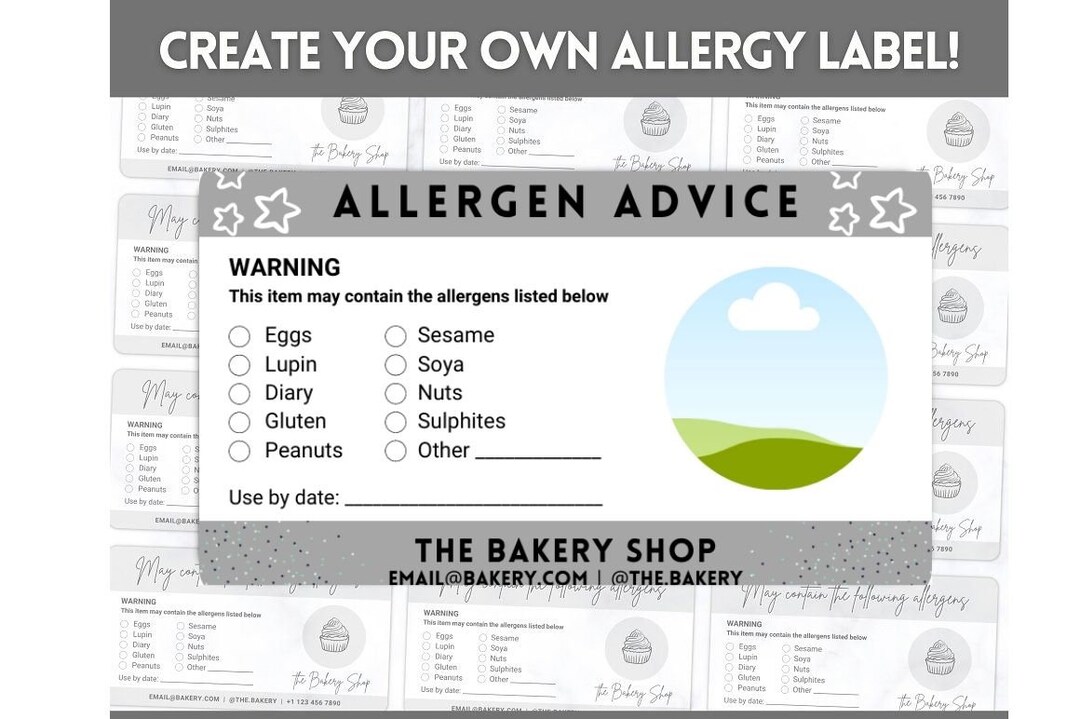 Editable Food Allergy Label Template, Cake Baker Labels, Cake Maker ...