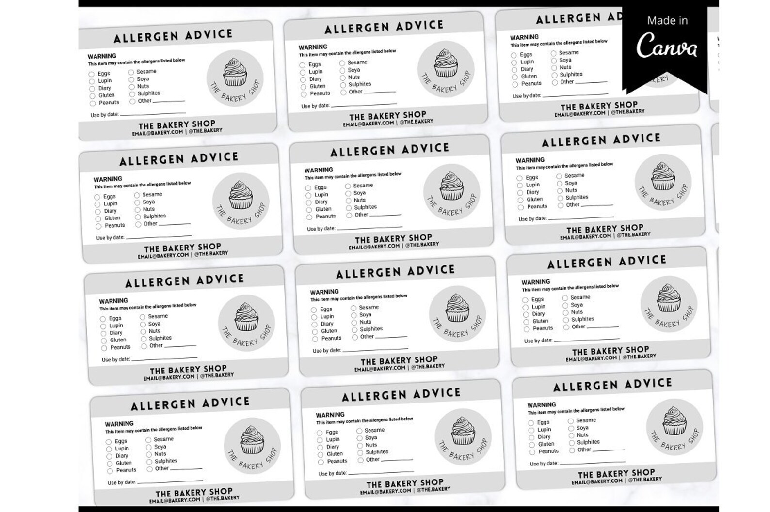 Editable Food Allergy Label Template, Cake Baker Labels, Cake Maker ...