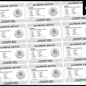 Editable Food Allergy Label Template, Cake Baker Labels, Cake Maker ...
