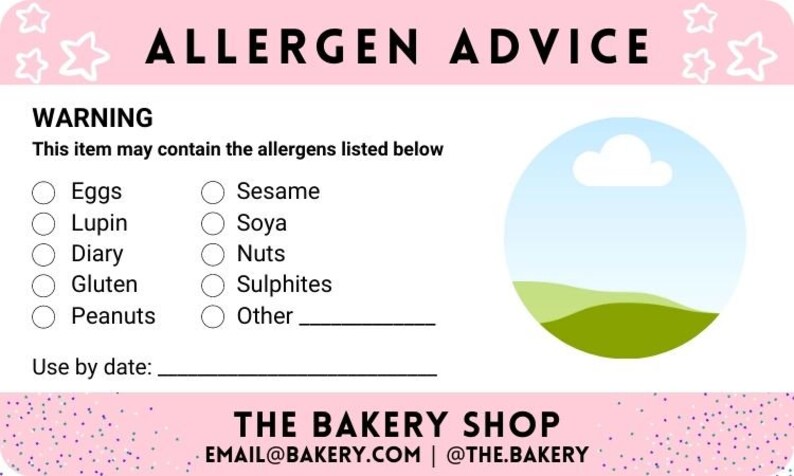 Editable Food Allergy Label Template, Cake Baker Labels, Cake Maker ...